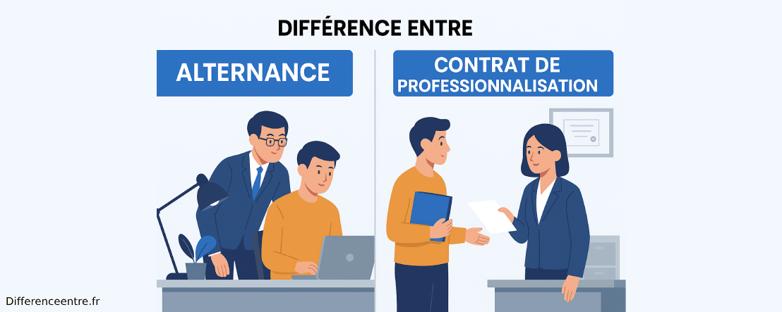 Différence entre alternance et contrat de professionnalisation - DifferenceEntre.fr